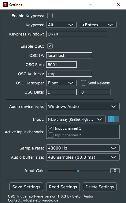 OSC Trigger – Eleton Audiotechnik